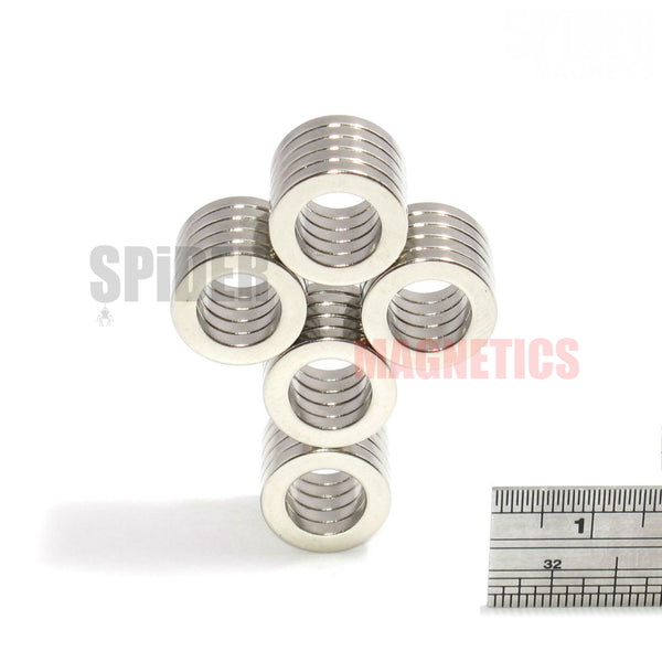 Magnet rings 13mm dia x 2mm + 8mm hole N52 neodymium – Spider Magnetics Ltd